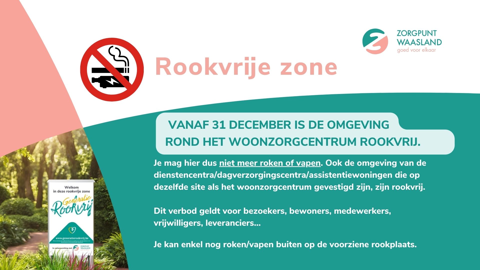 Welkom in onze rookvrije zones - Zorgpunt waasland